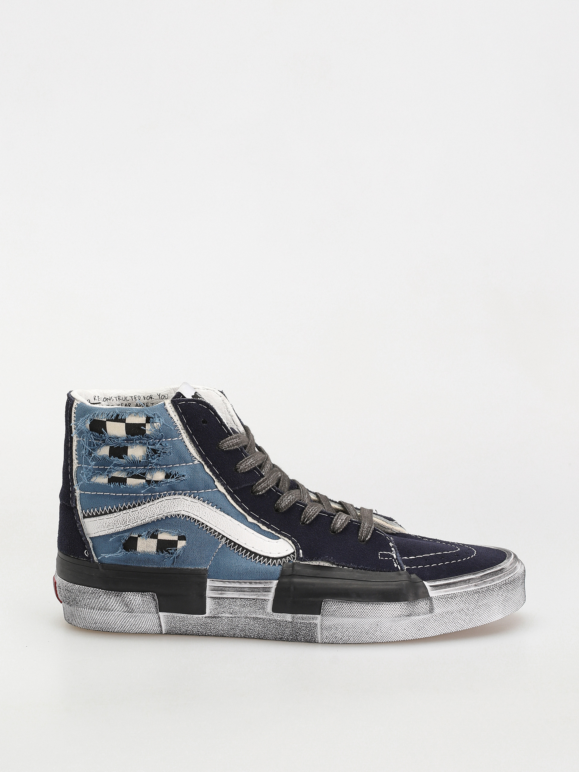 Buty Vans Sk8 Hi Reconstruct - granatowy (stressed check navy/stv navy)