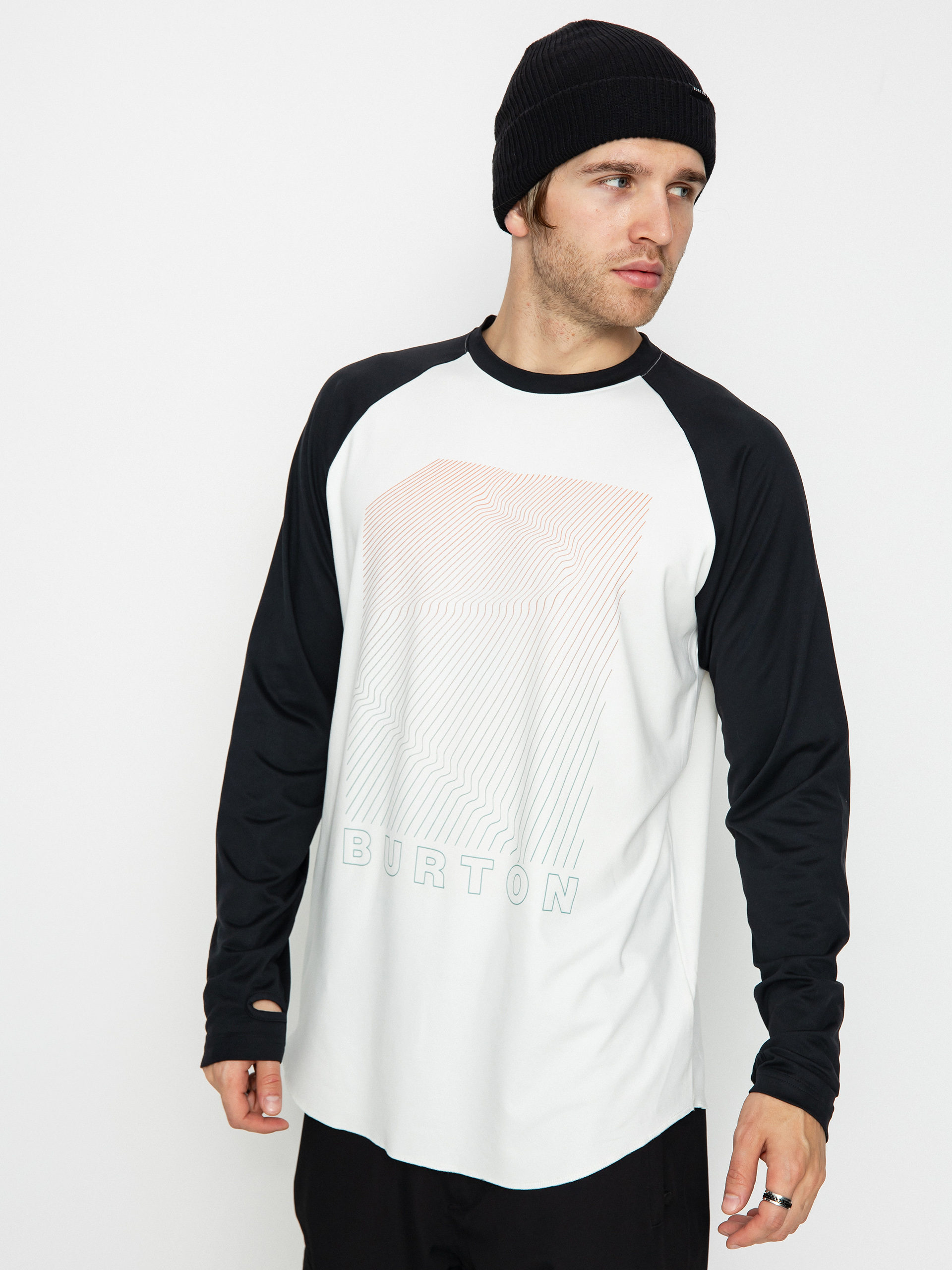 Longsleeve Burton Roadie Base Layer Tech - biały (true black/stout white)