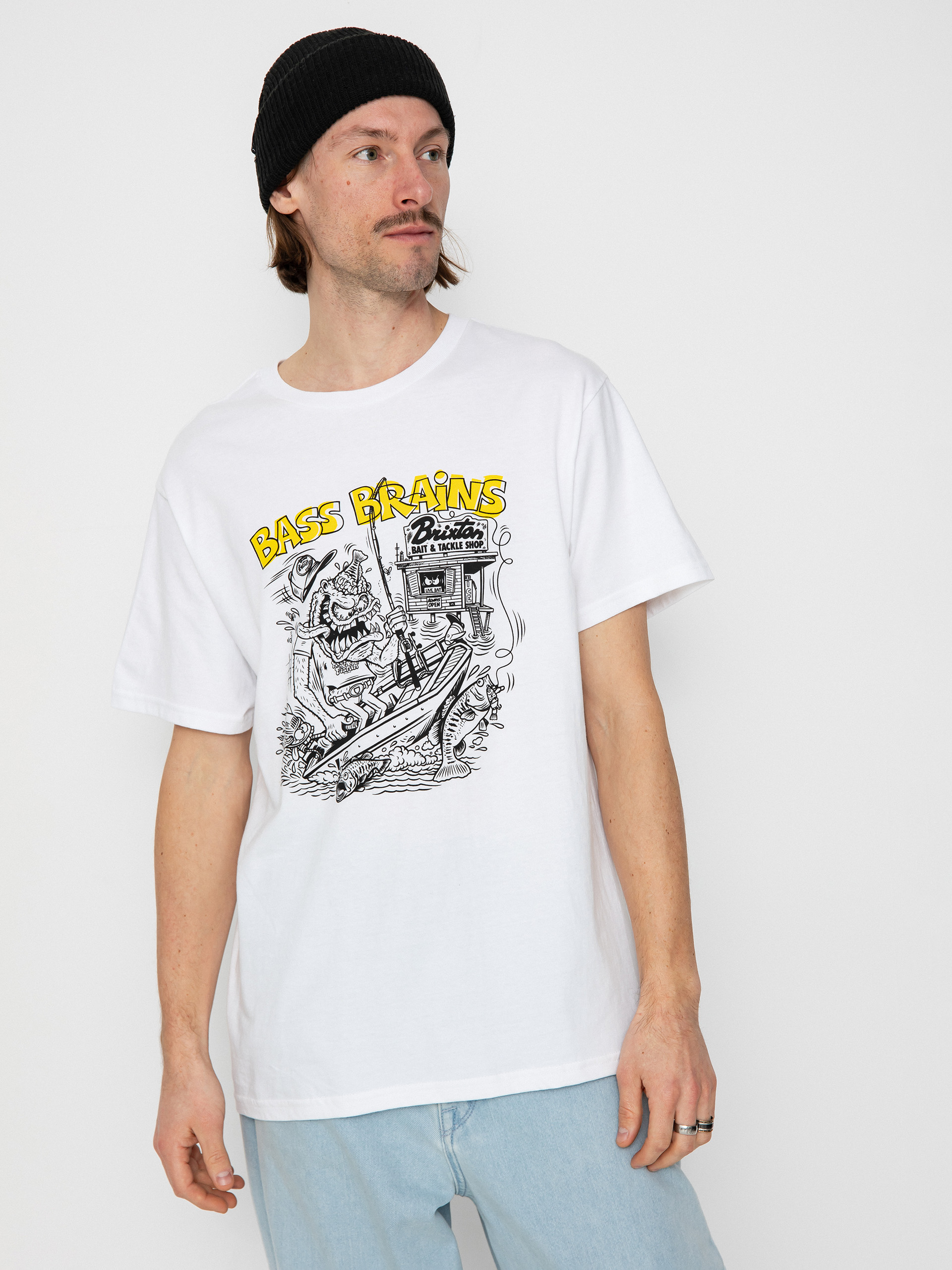 T shirt Brixton Bass Brains Monster Stt bia y white