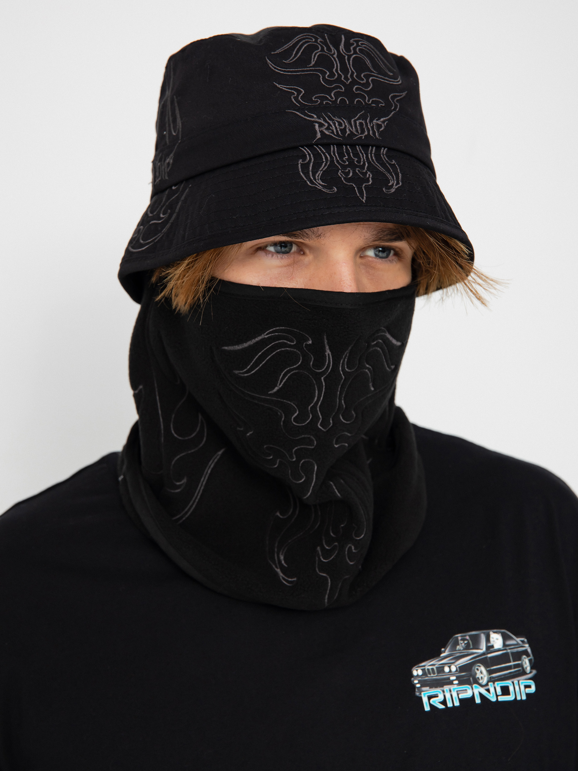 Kapelusz RipNDip Volt Face Mask Bucket Hat - czarny (black)