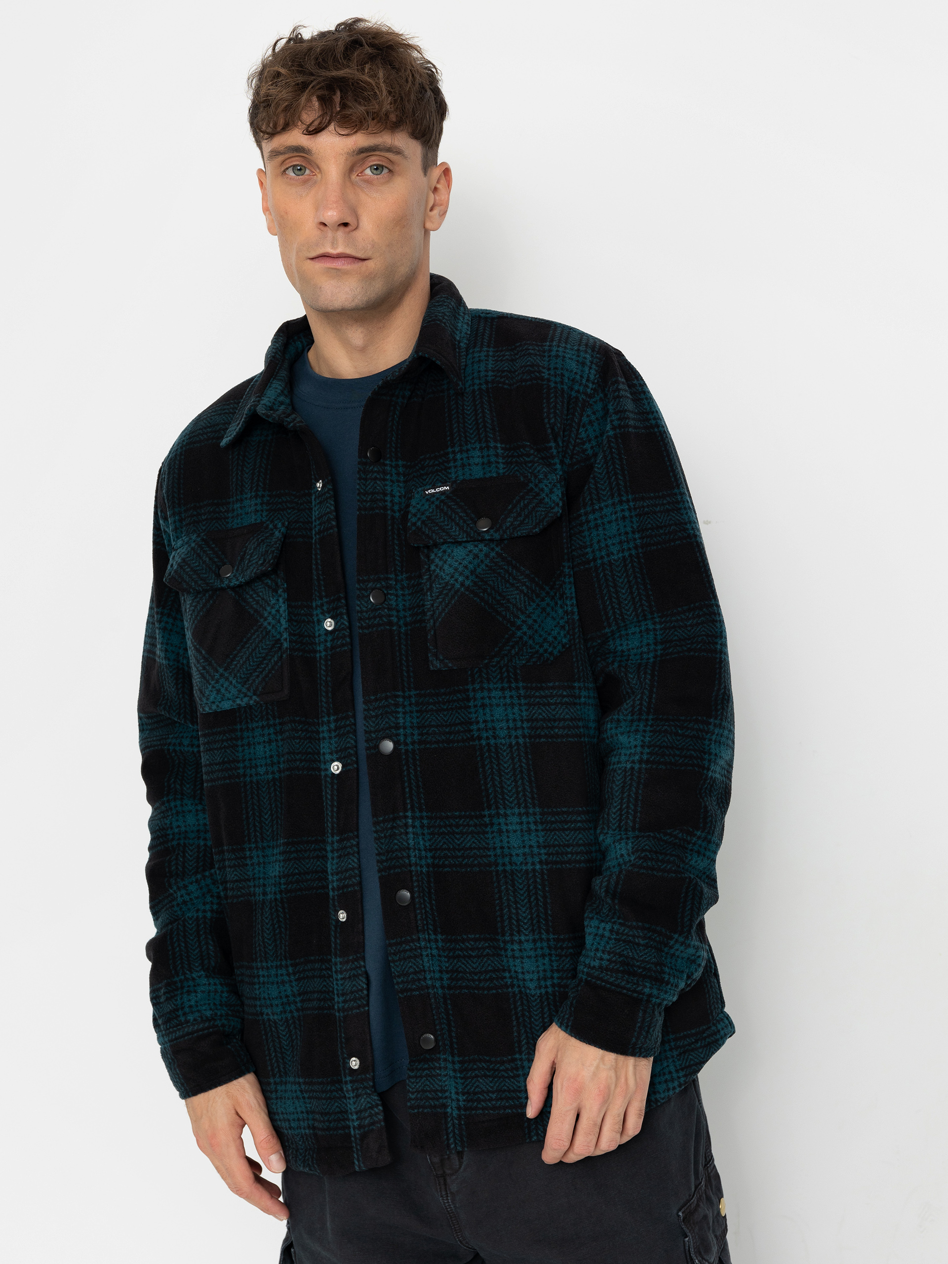 Koszula Volcom Bowered Fleece Ls - czarny, zielony (evergreen)