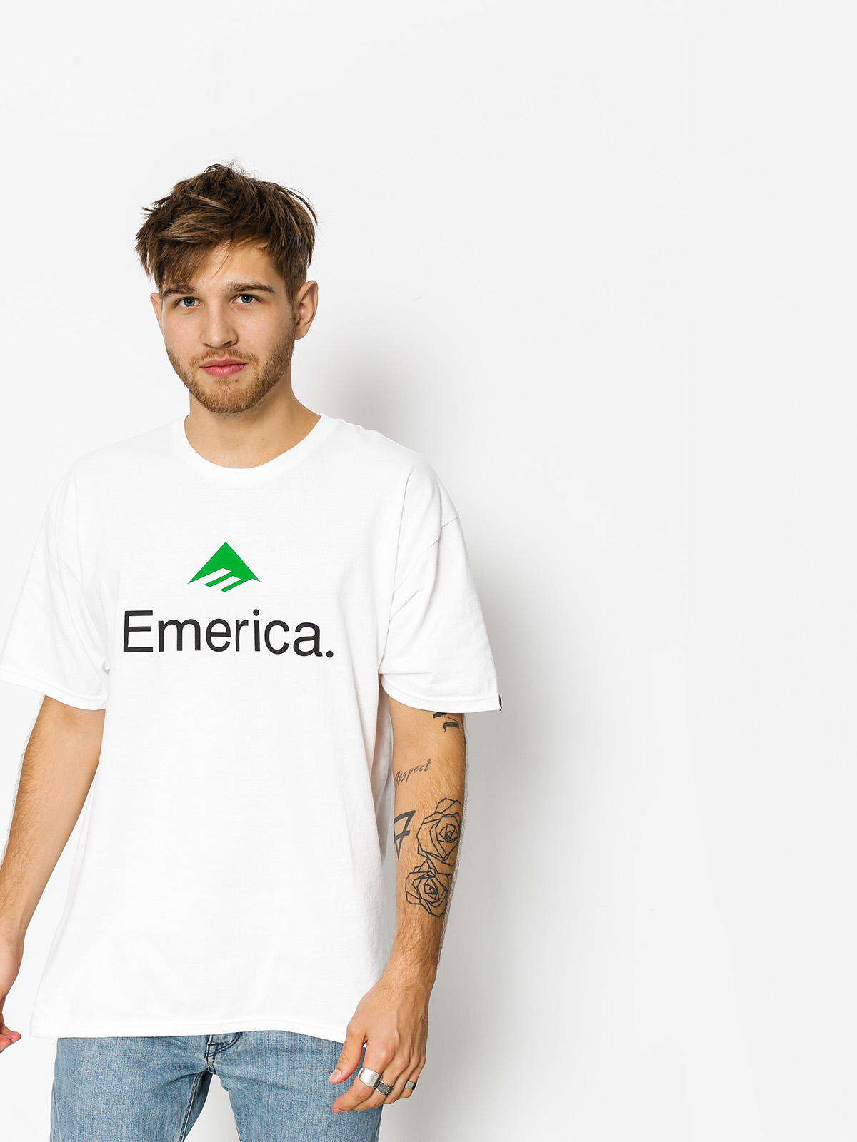 T-shirt Emerica Emerica Skateboard Logo - biały (white/green)